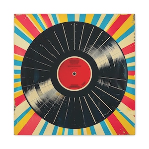 Retro Vinyl Record Canvas Print, Vintage Vibes Decor, Colorful Music ...