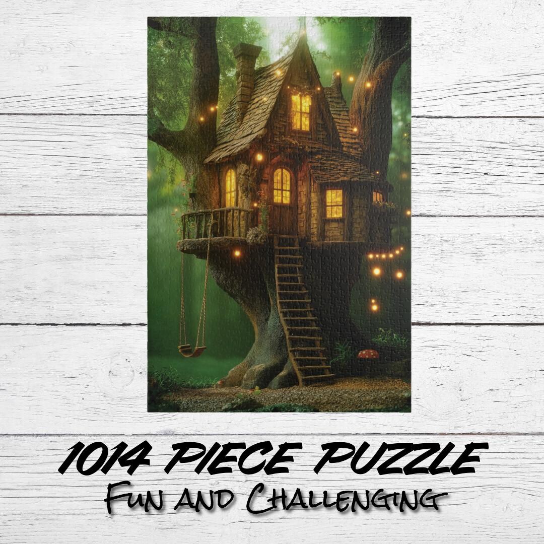 Treehouse Puzzle, Whimsical Woodland Art for Family Fun, 1000 Piece ...