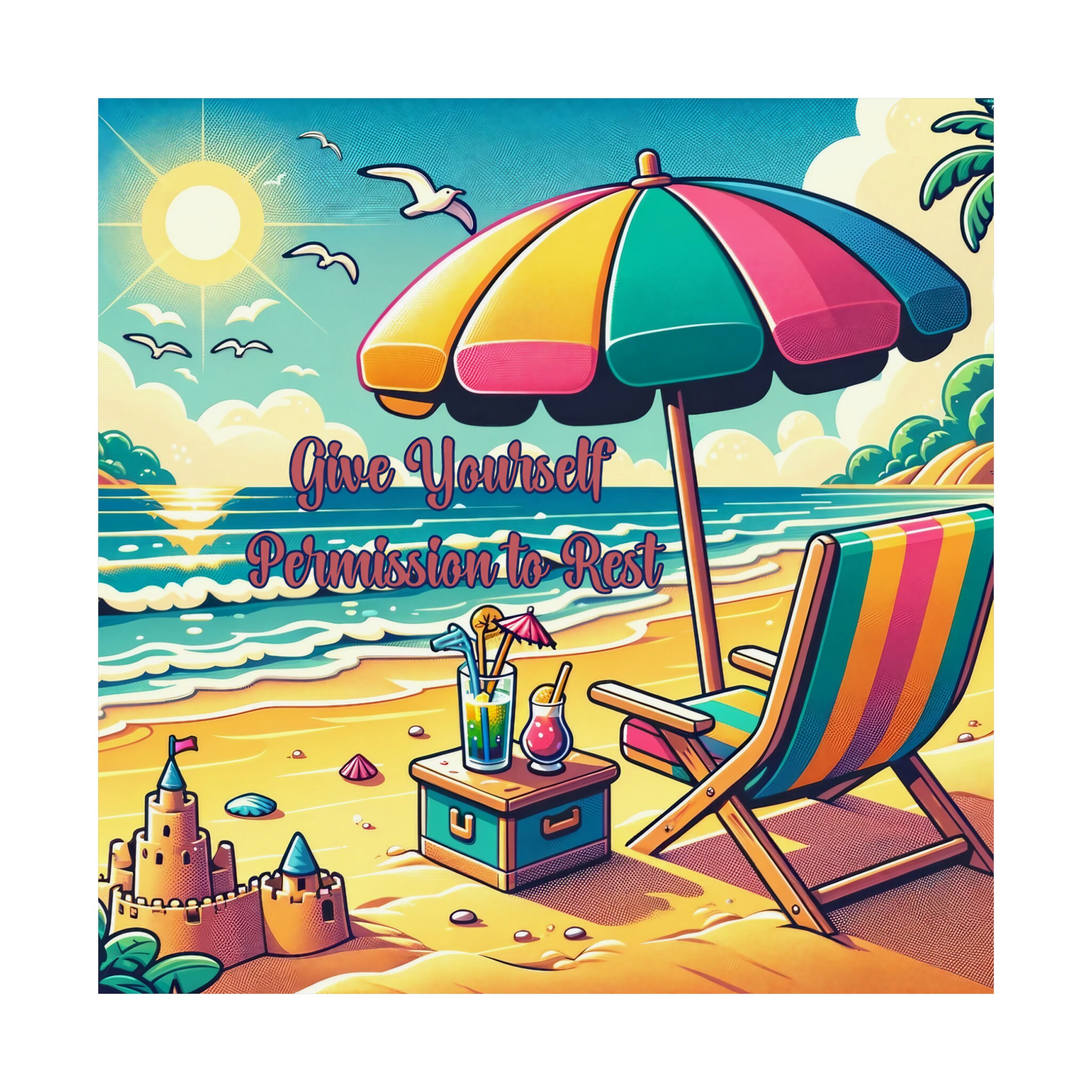 Seaside Serenity Relaxation Beach Poster - Etsy