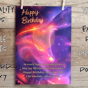 25 Printable Poetic Birthday Wishes, Digital Download, 5x7 PDF JPG PNG ...