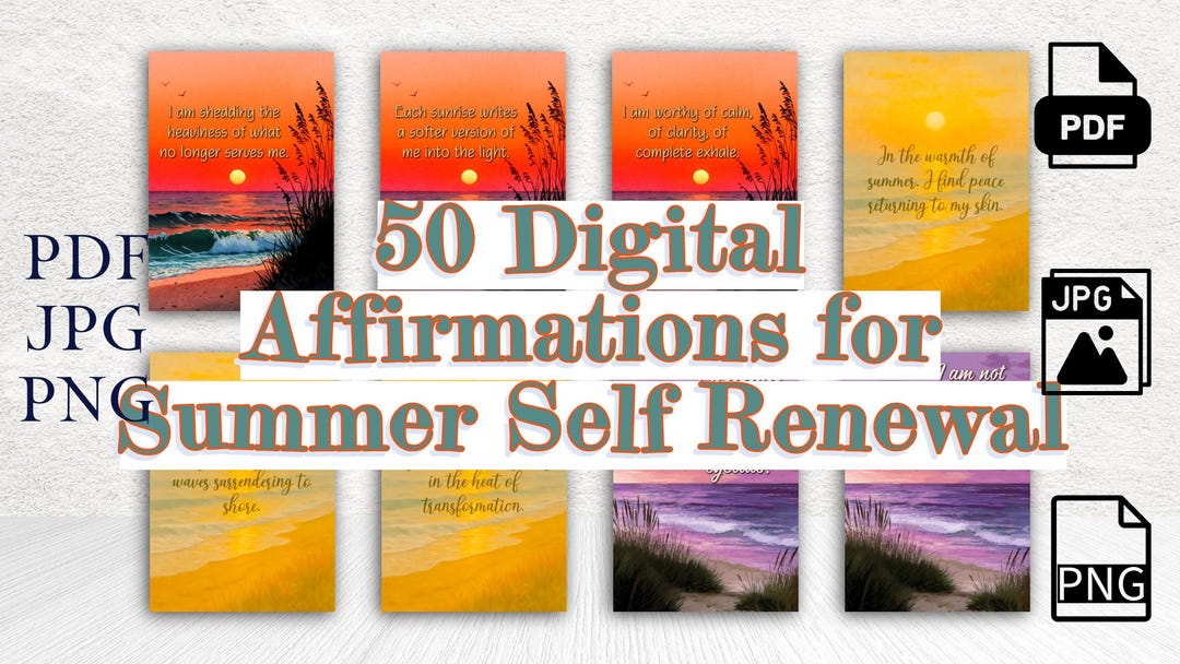 50 Digital Affirmations for Summer Self Renewal, Printable Mindfulness ...