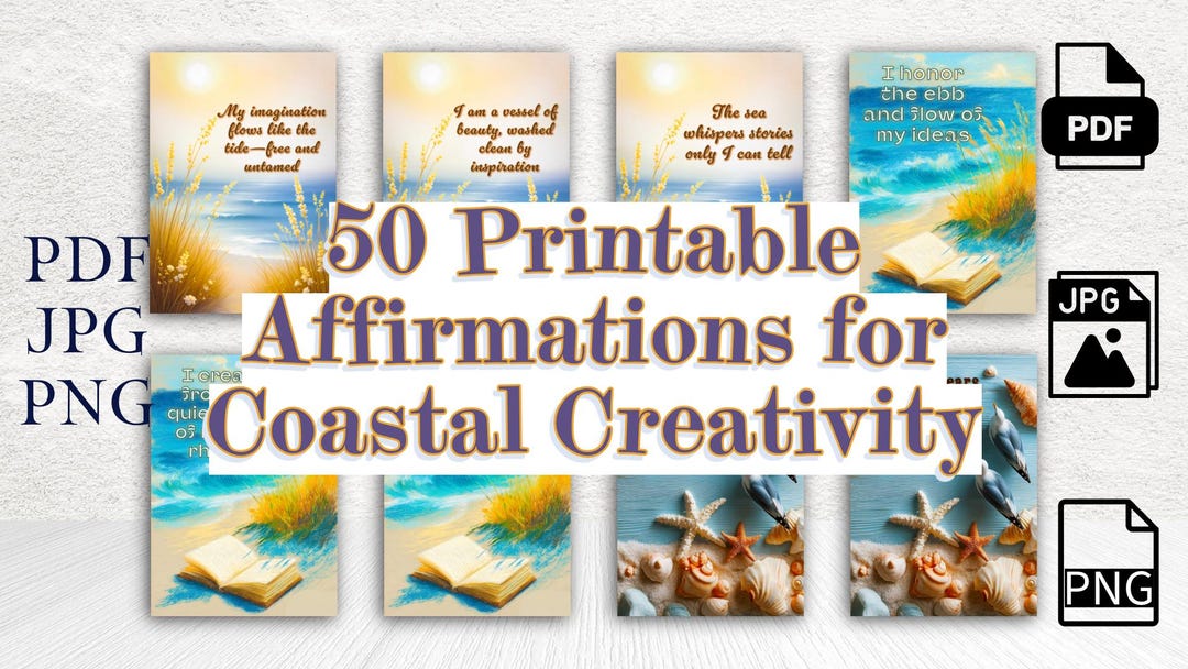 50 Printable Affirmations for Coastal Creativity, Ocean Inspired ...