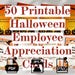 50 Printable 5x7 Halloween Employee Appreciation Cards, PDF JPG PNG ...