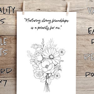 50 Printable Friendship Affirmations, PDF JPG PNG, 5x7 Format, Coloring ...