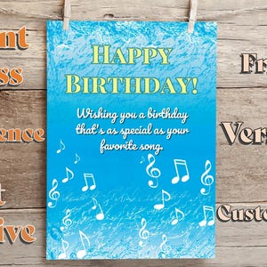 50 Printable 5x7 Music Themed Birthday Messages, PDF JPG PNG, Digital ...
