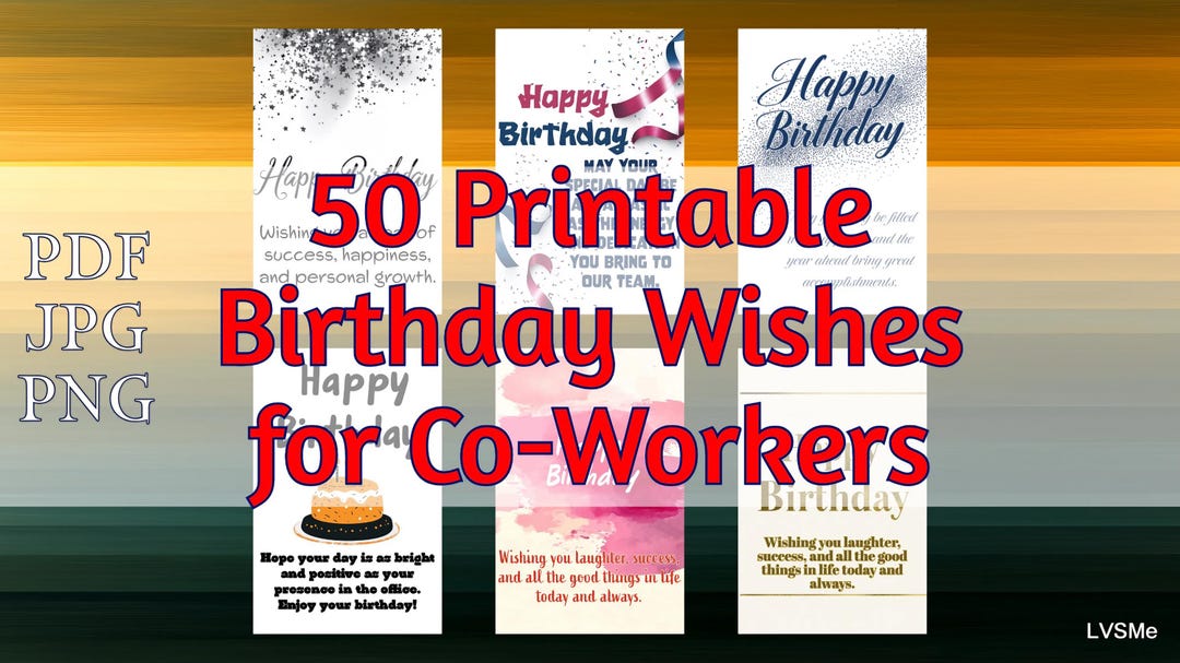 50 Printable Birthday Wishes for Co-workers, Digital Download, PDF, JPG ...