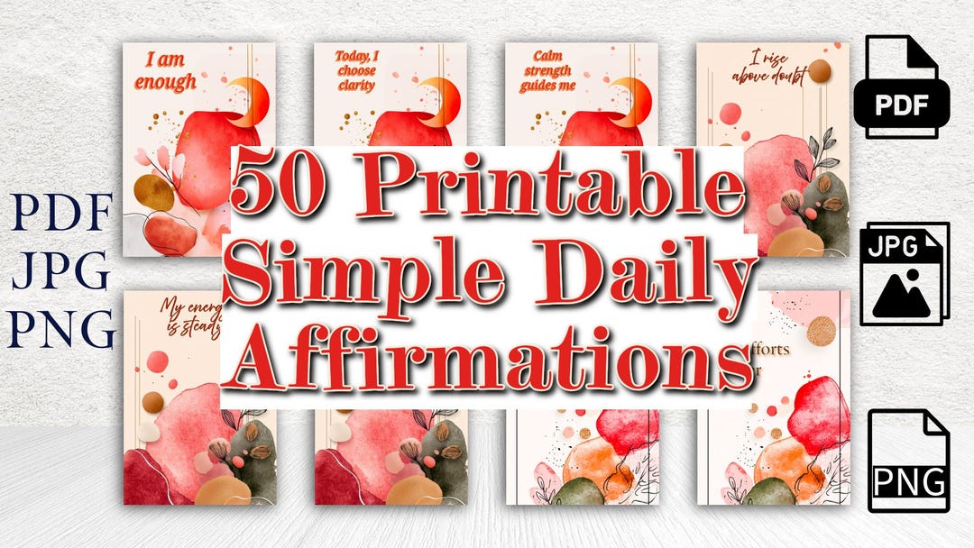 50 Printable Simple Daily Affirmations – Digital Download | 5x7 in ...