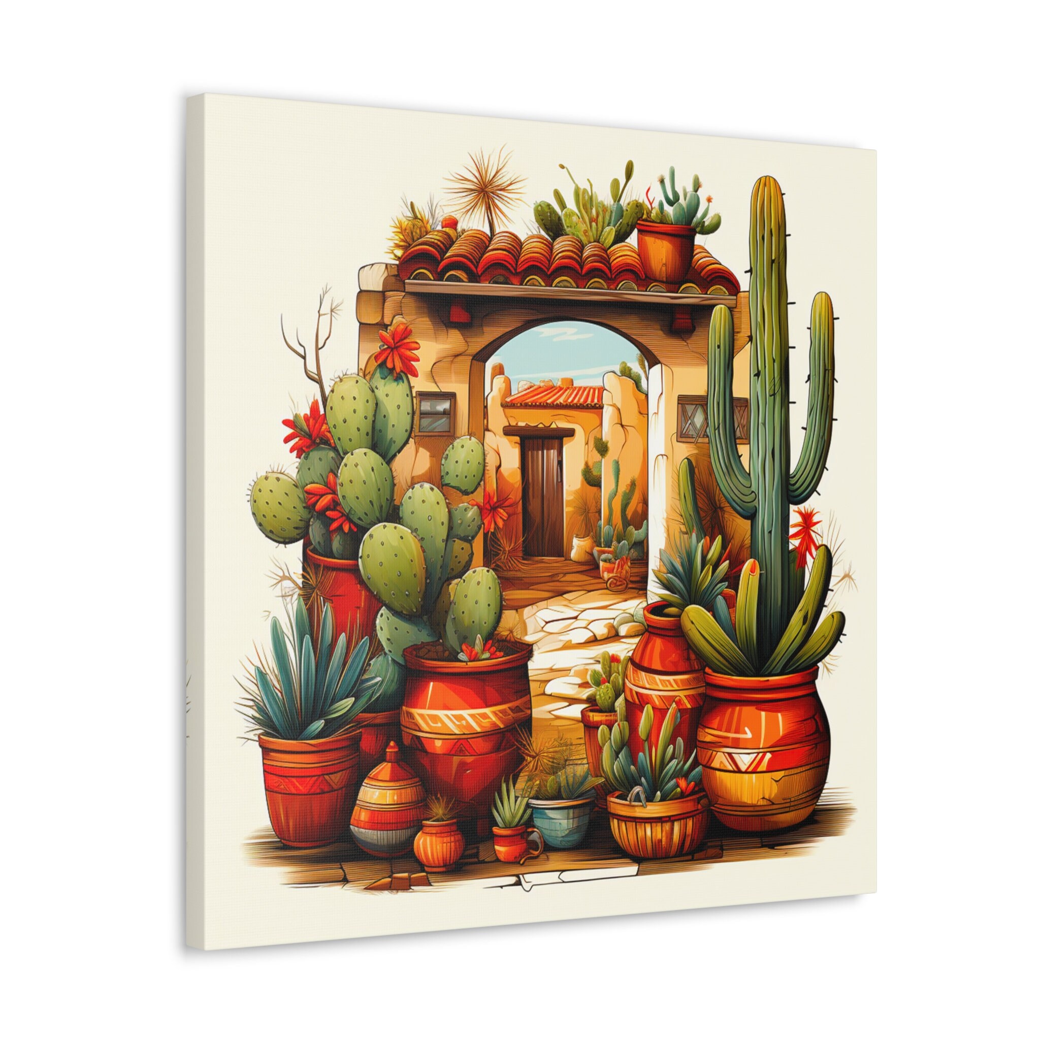 Desert Oasis Premium Cactus Canvas Print, Southwest Canvas Art, Cactus ...