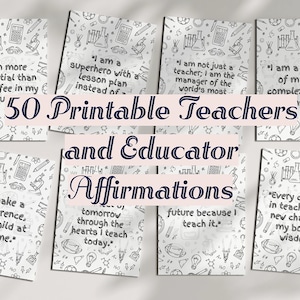 50 Printable Teacher Affirmation Cards 5x7 Digital Download for ...