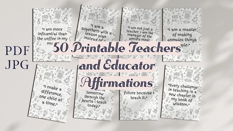 50 Printable Teacher Affirmation Cards 5x7 Digital Download for ...