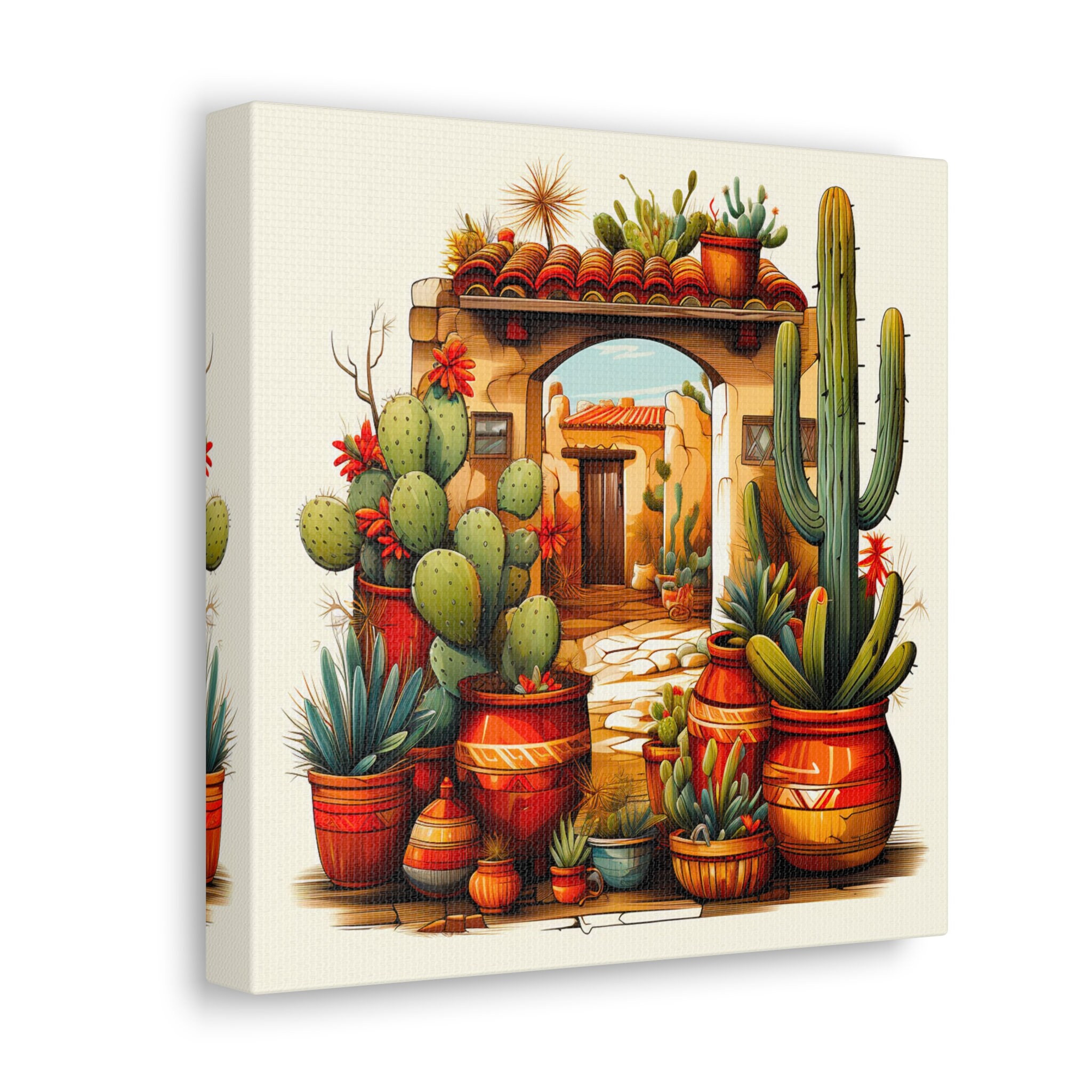 Desert Oasis Premium Cactus Canvas Print, Southwest Canvas Art, Cactus ...