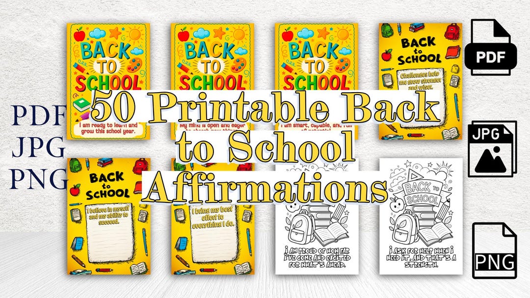 50 Printable Back to School Affirmations for Students, Digital Download ...