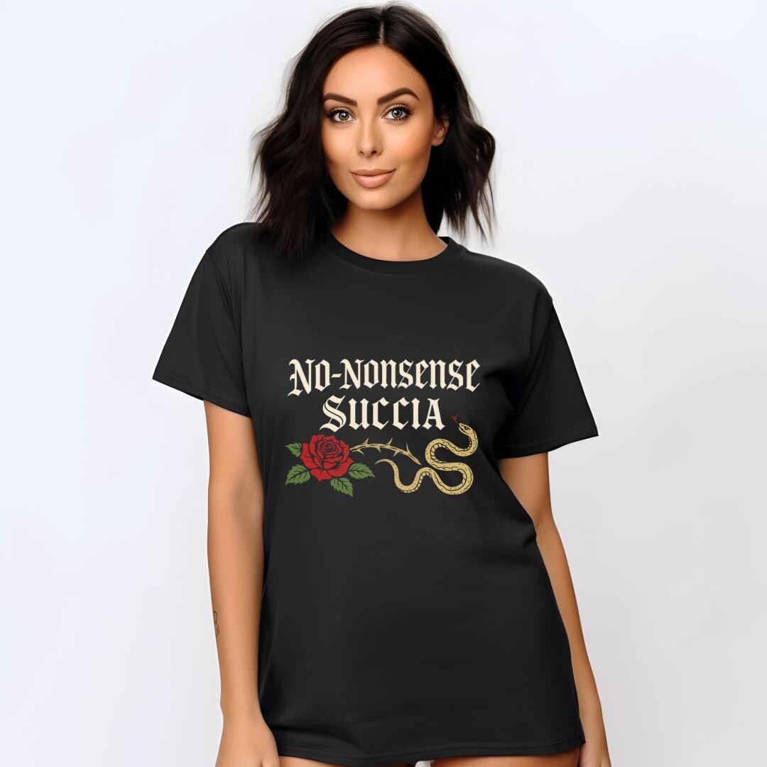 No-nonsense Succia T-shirt, Gothic Snake and Rose Graphic Tee, Vintage ...