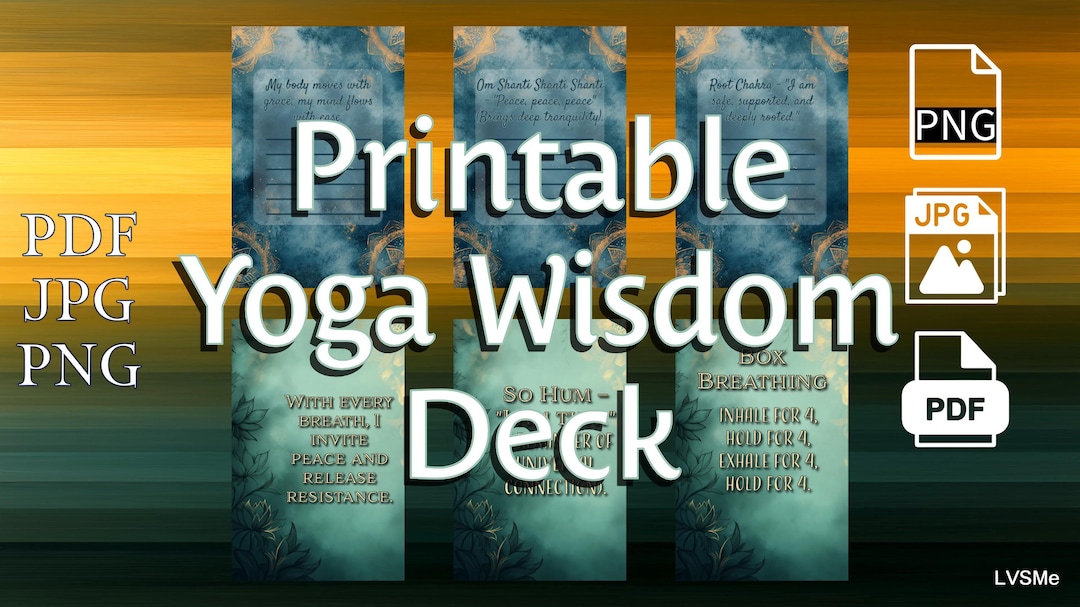 Printable Yoga Wisdom Deck 5x7 PDF, JPG, PNG, Digital Affirmation ...