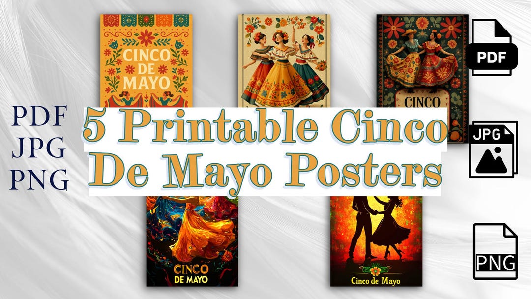 5 Printable Cinco De Mayo Posters, Festive Wall Art, PDF JPG PNG ...