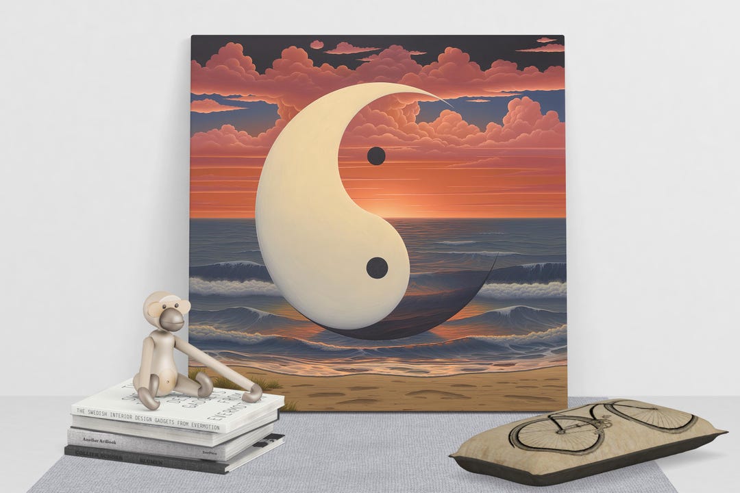 Yin Yang Ocean Sunset Canvas Print, Tranquil Zen Wall Art, Serene Beach ...