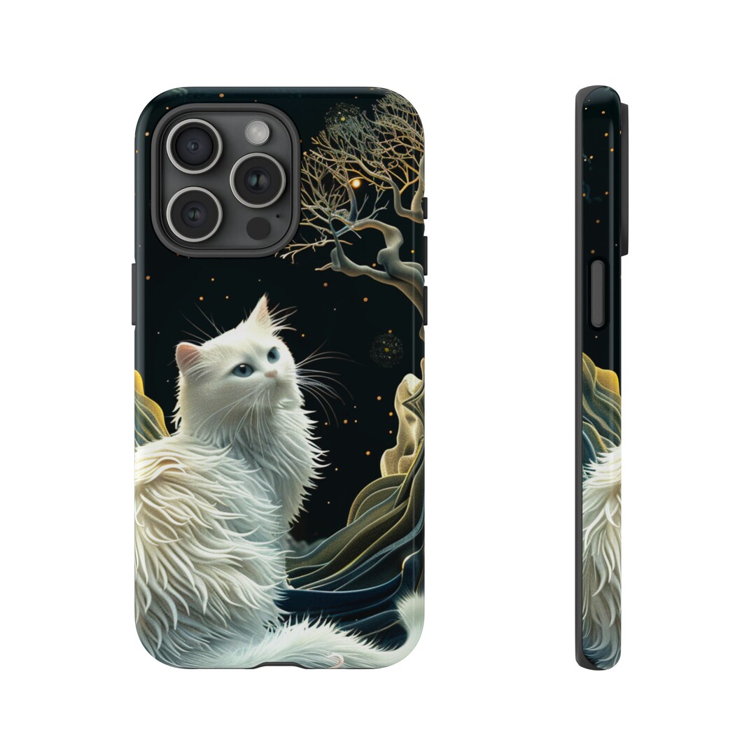 Serene Guardian Cat Phone Case, Enhanced Dual Layer Protection, iPhone ...