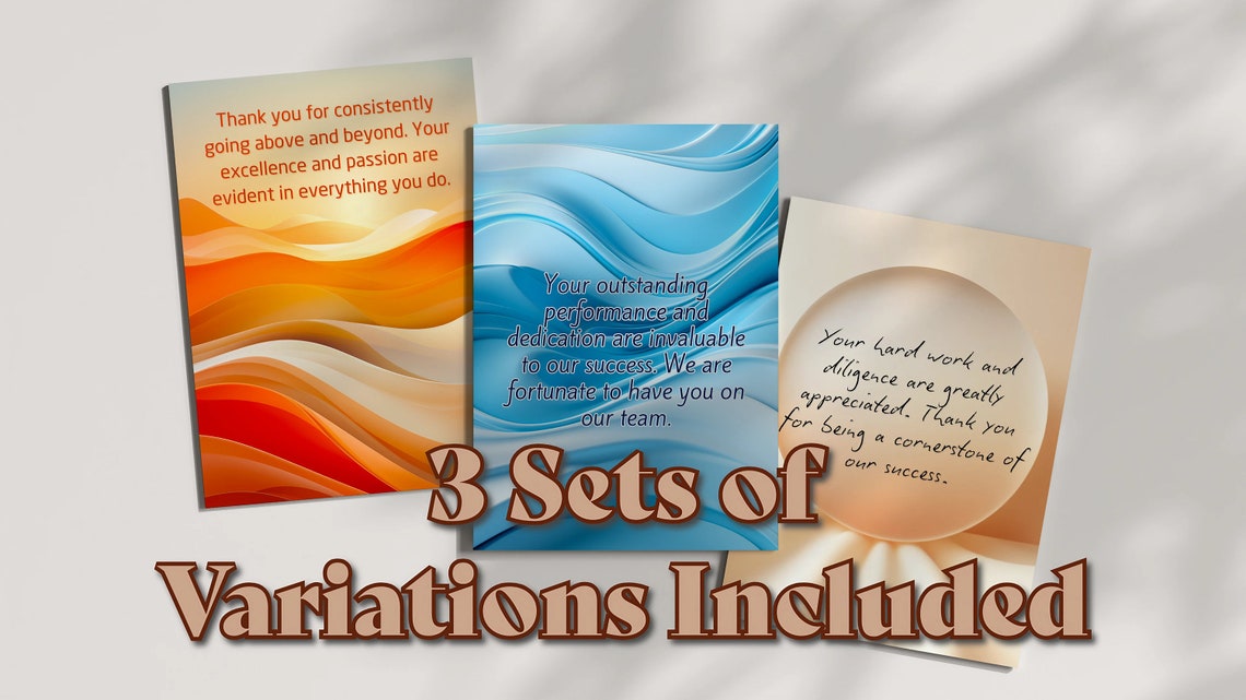 50 Printable Appreciation Cards for Employees, PDF JPG PNG, 5x7 Format ...