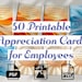 50 Printable Appreciation Cards for Employees, PDF JPG PNG, 5x7 Format ...