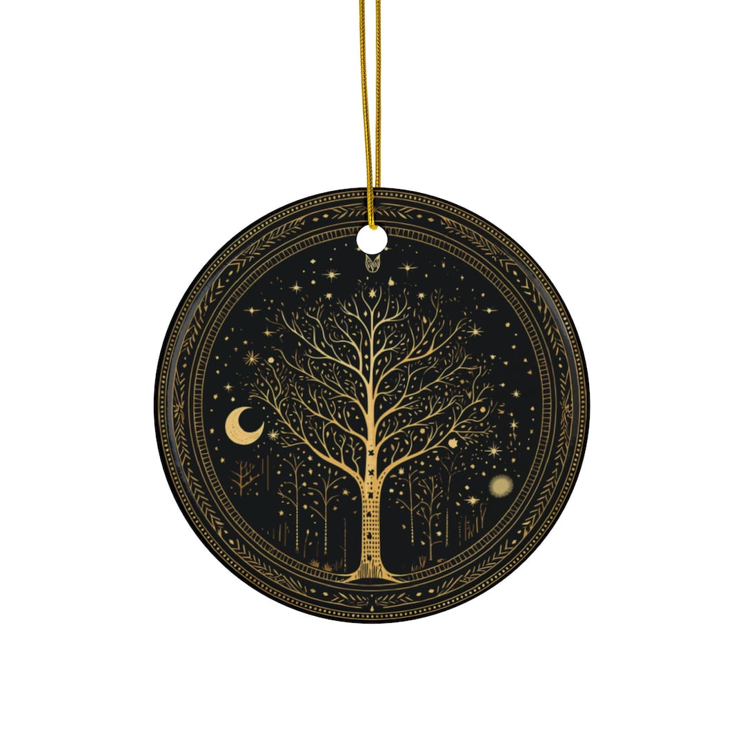 Golden Tree of Life Ceramic Ornament, Celestial Holiday Decoration ...