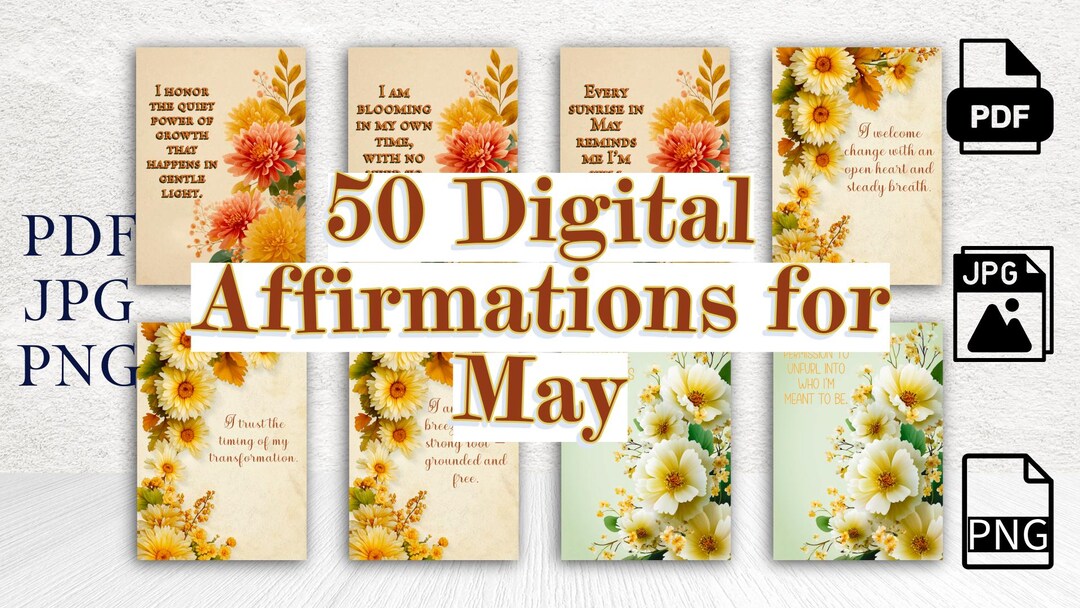 50 Digital Affirmations for May, Printable Monthly Positivity Quotes ...