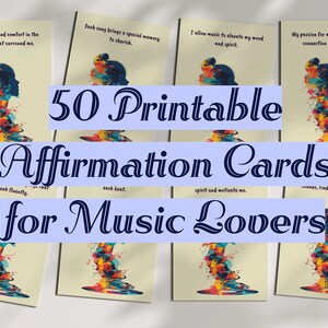 50 Printable Affirmation Cards for Music Lovers, 5x7 PDF and JPG ...