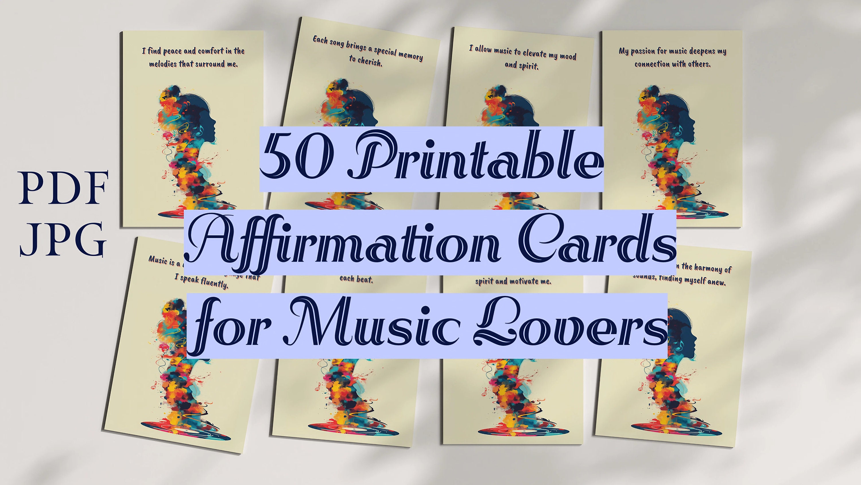 50 Printable Affirmation Cards for Music Lovers, 5x7 PDF and JPG ...