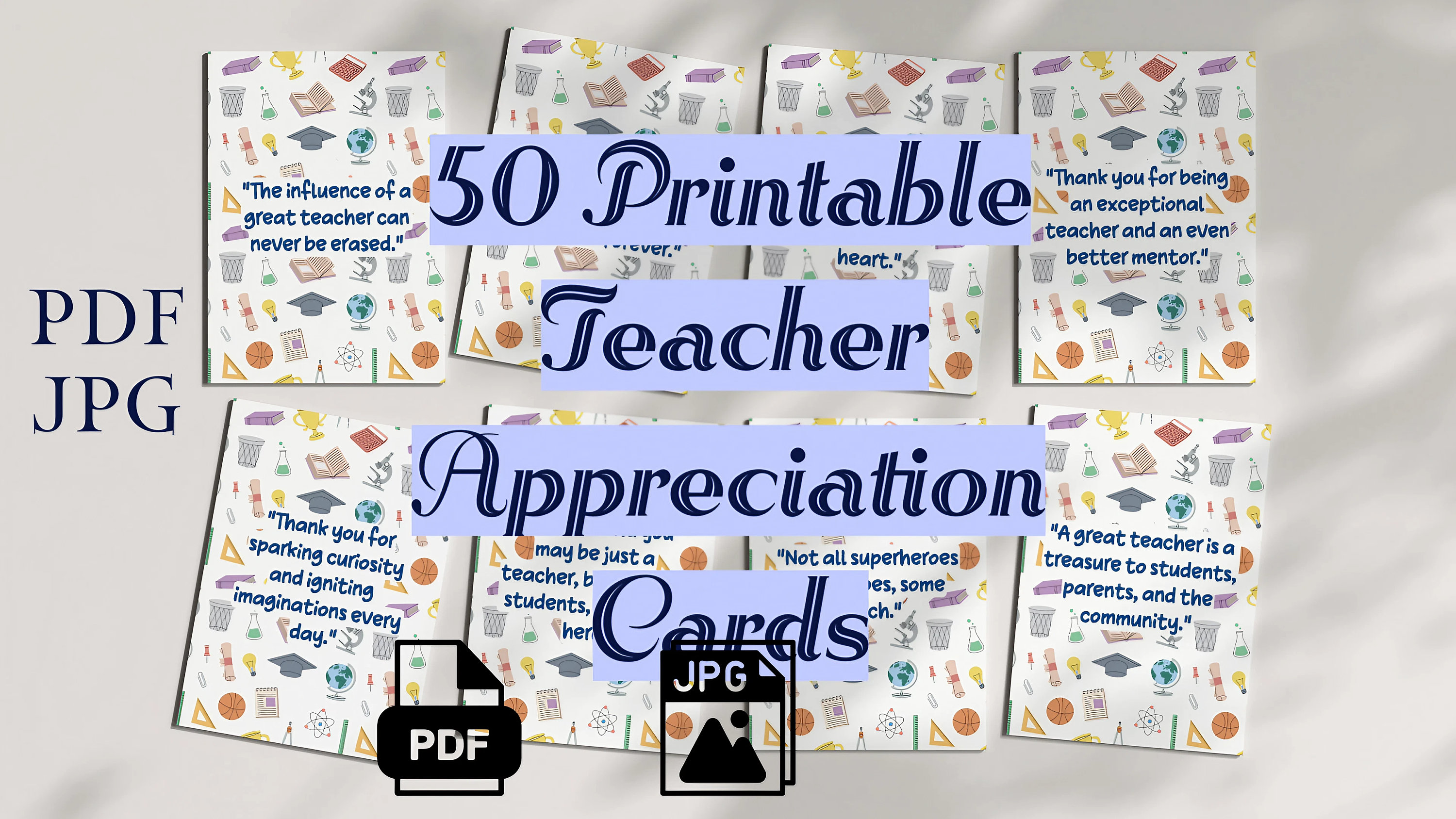 50 Printable Teacher Appreciation Quotes Bundle, 5x7 PDF and JPG ...