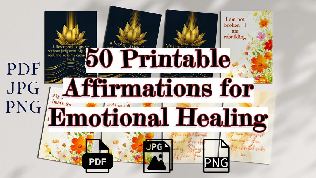 50 Printable Affirmations for Emotional Healing, Digital Download, PDF ...
