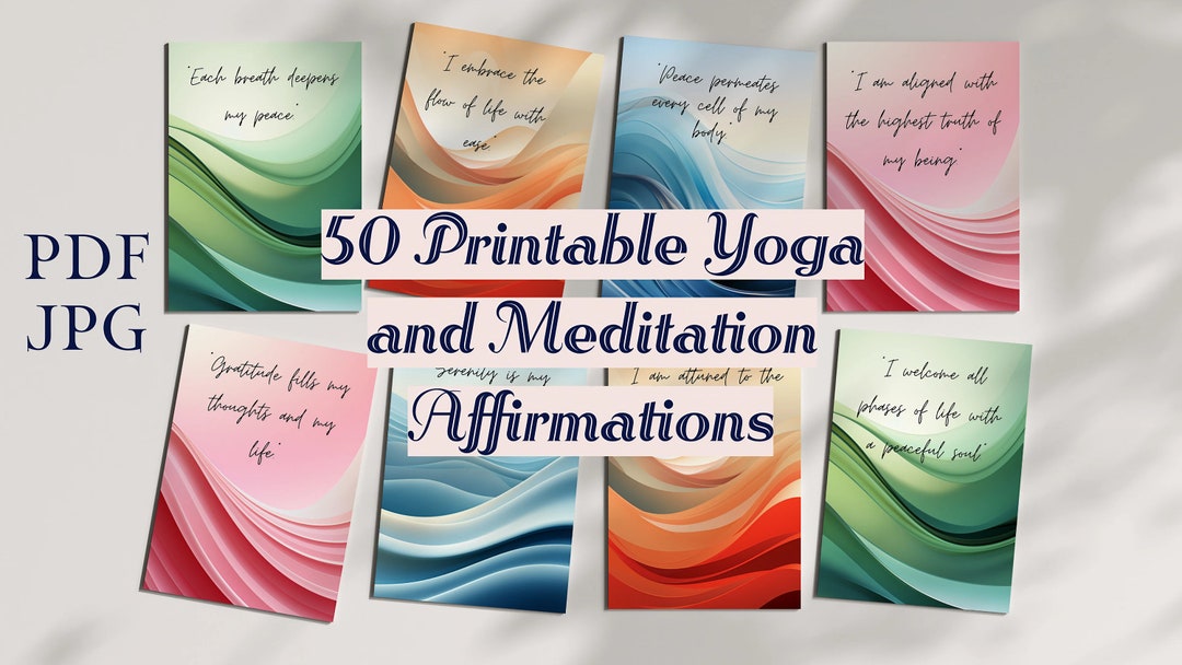 Printable Yoga and Meditation Affirmation Cards, Calm Reflections, 50 ...