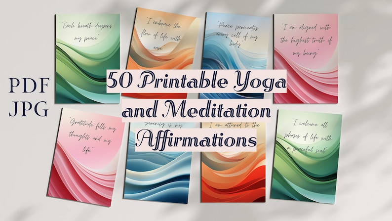 Printable Yoga and Meditation Affirmation Cards, Calm Reflections, 50 ...