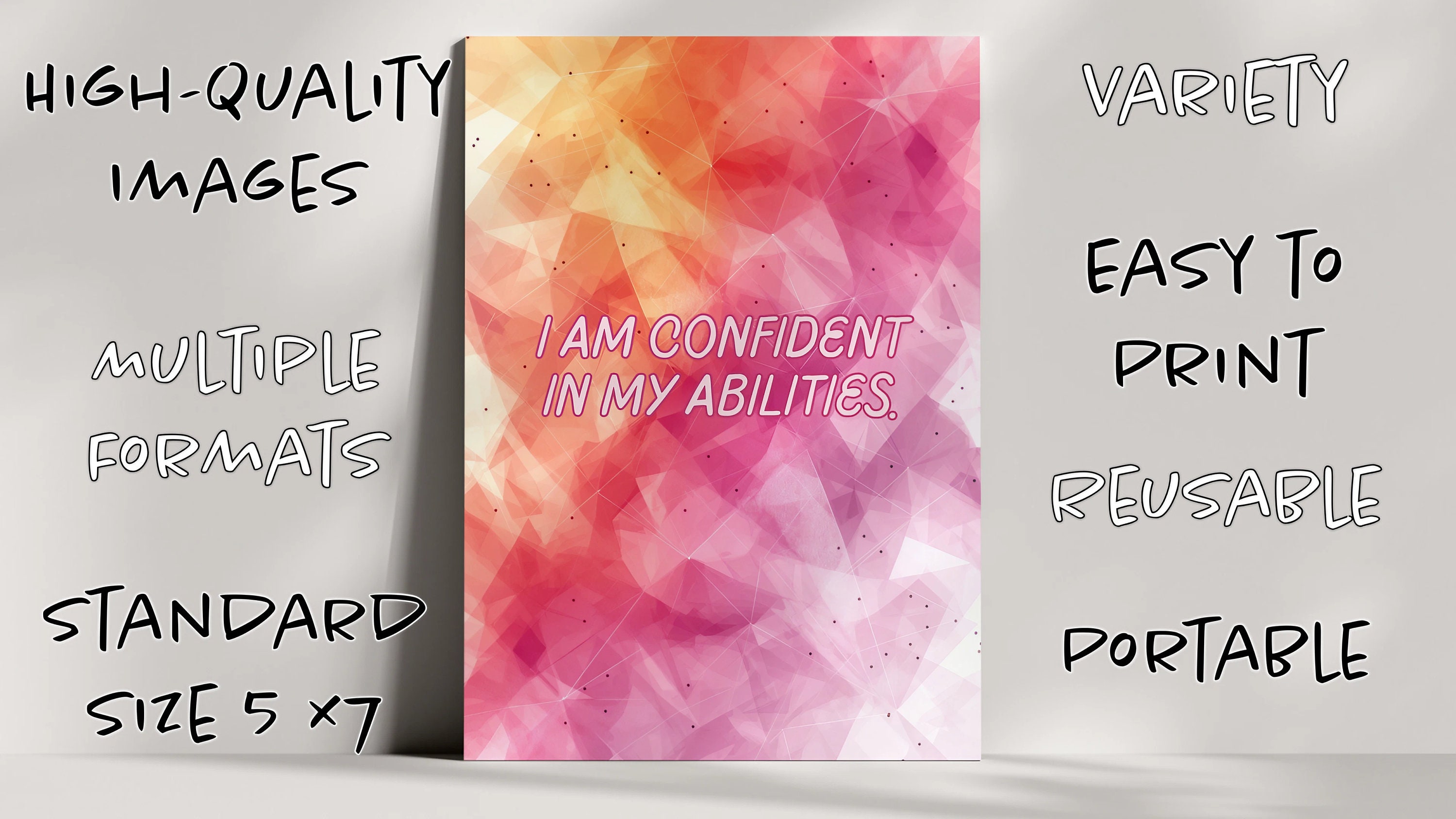 50 Printable Affirmations for High School, PDF JPG PNG, 5x7 Format ...