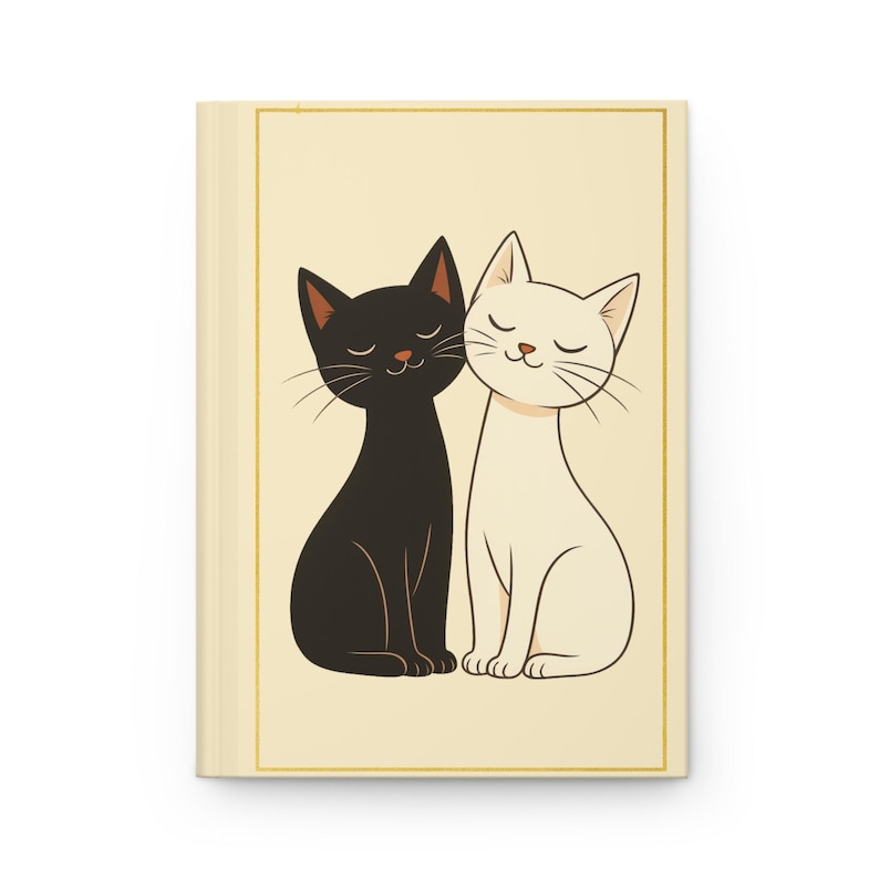 Cute Cat Journal, Black & White Cats Notebook, Hardback Lined Journal ...