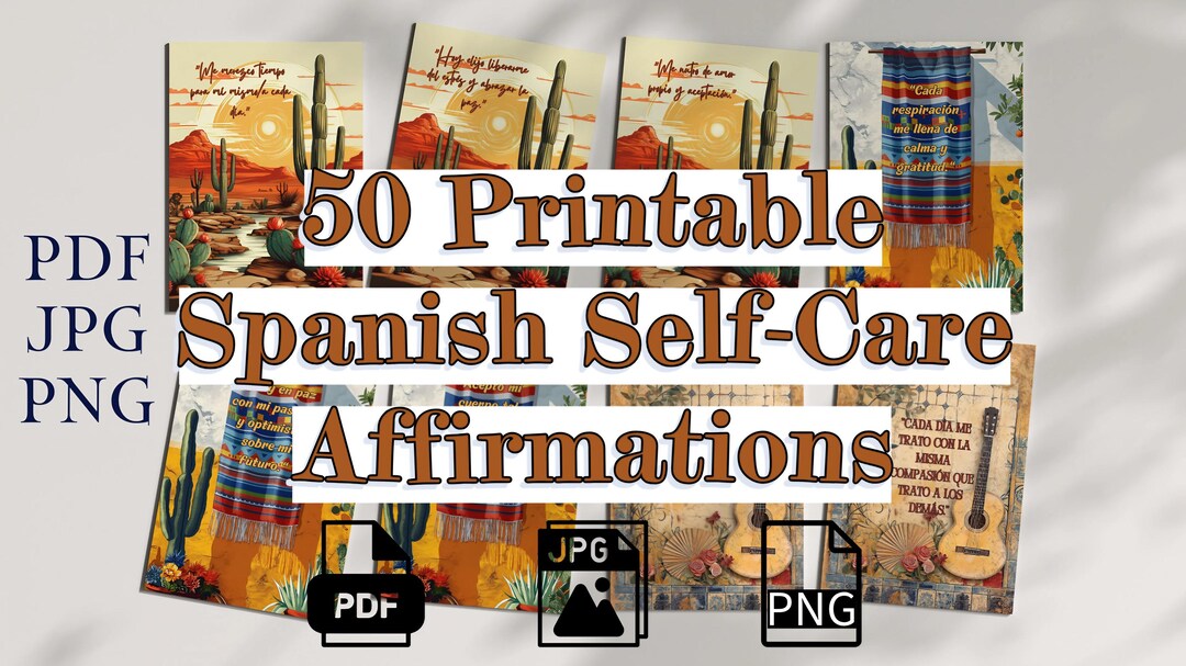 50 Printable Spanish Self-care Affirmations, Digital Downloads, 5x7 PDF ...