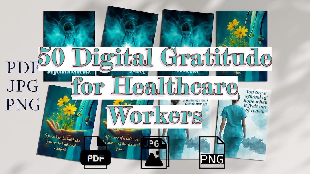 50 Digital Gratitude Cards for Healthcare Workers, 5x7 Printable Cards ...