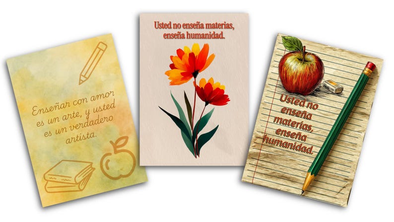 50 Printable Teacher Appreciation Cards in Spanish, Printable Gratitude ...