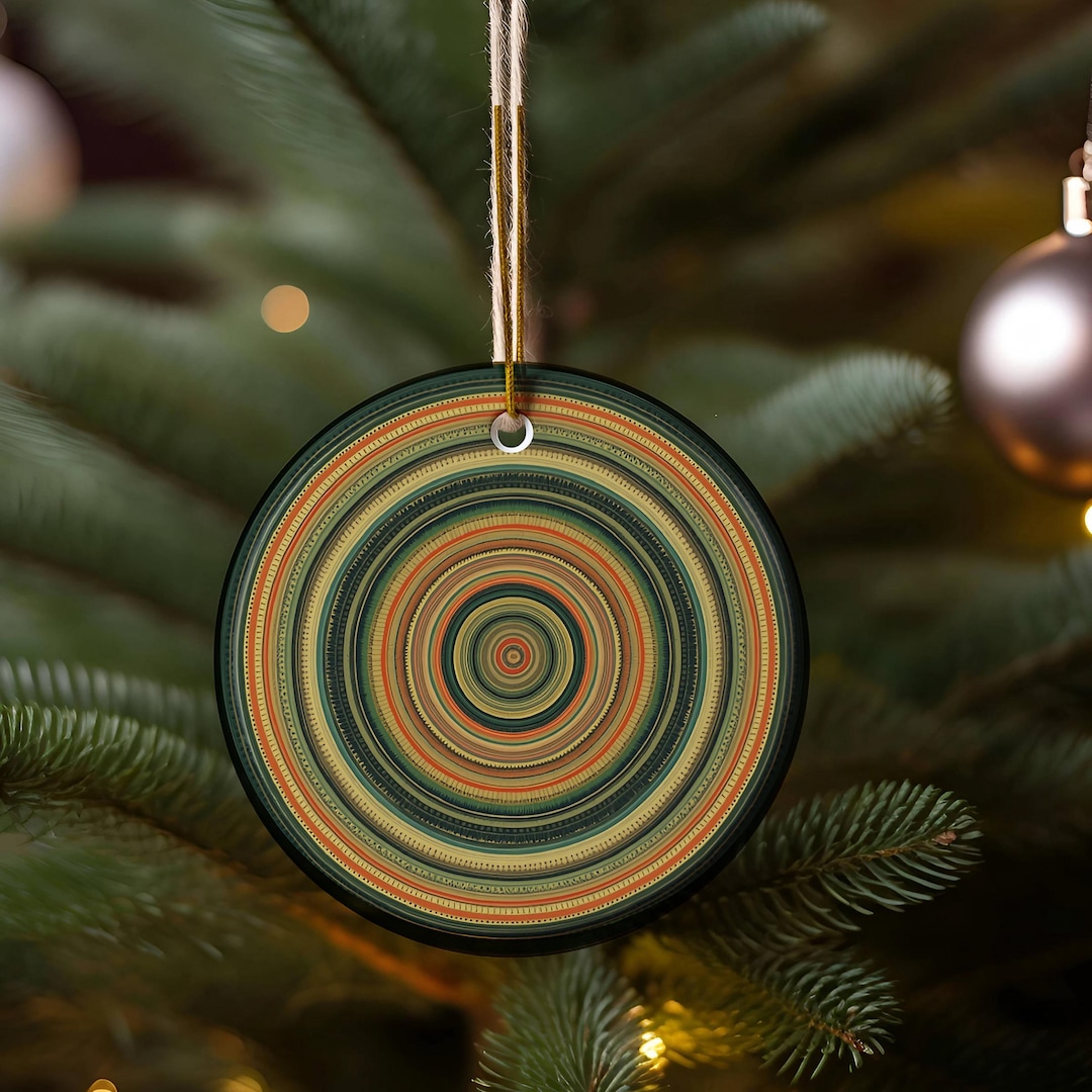 Retro Spiral Pattern Ceramic Ornament, Vintage Inspired Holiday Decor ...