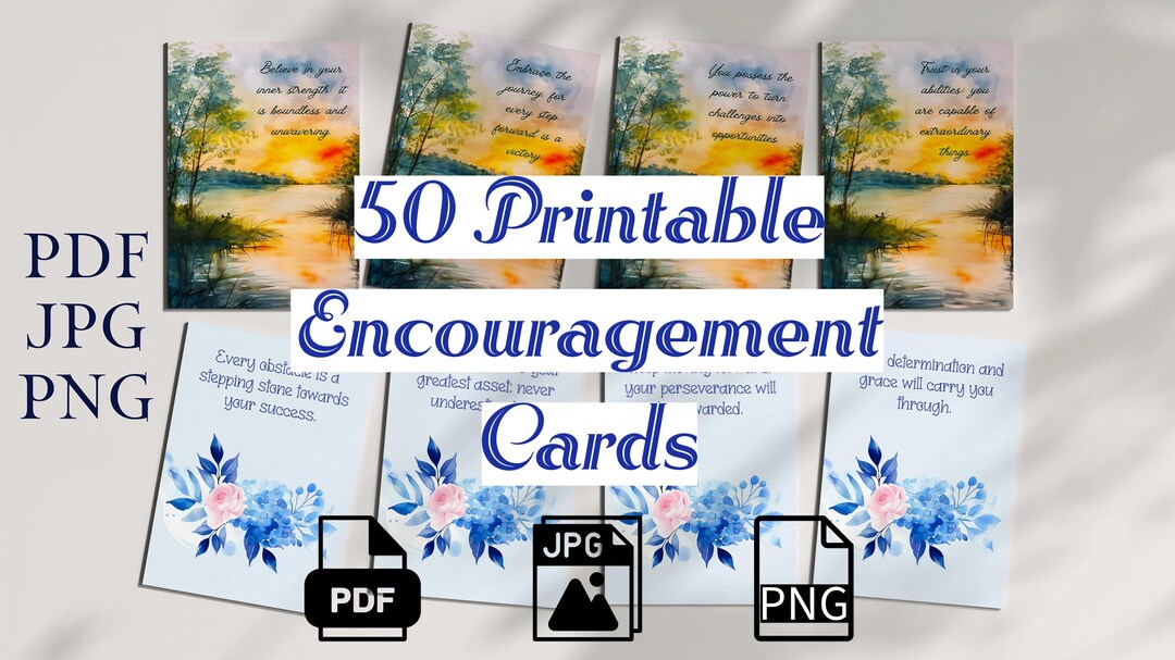 50 Printable Encouragement Cards, PDF JPG PNG, 5x7 Format - Etsy Australia