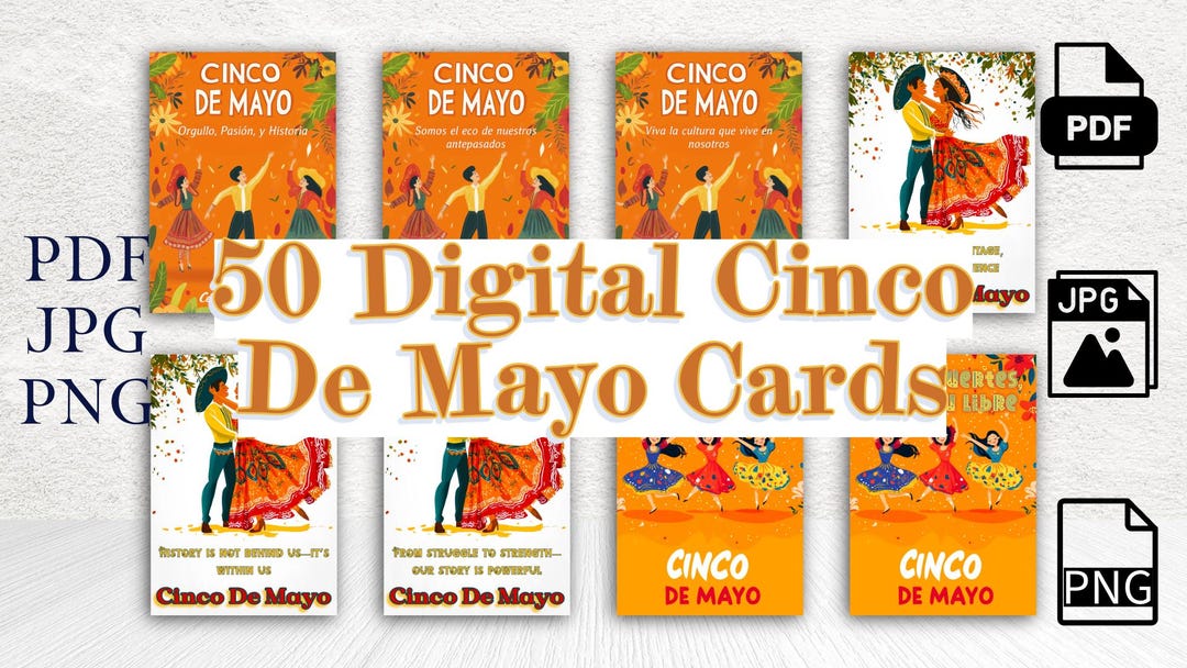 50 Digital Cinco De Mayo Cards, Printable Cultural Celebration Cards ...
