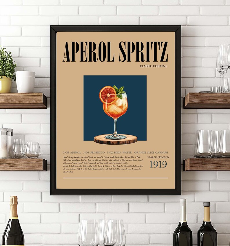 Aperol Spritz Cocktail Print - Etsy