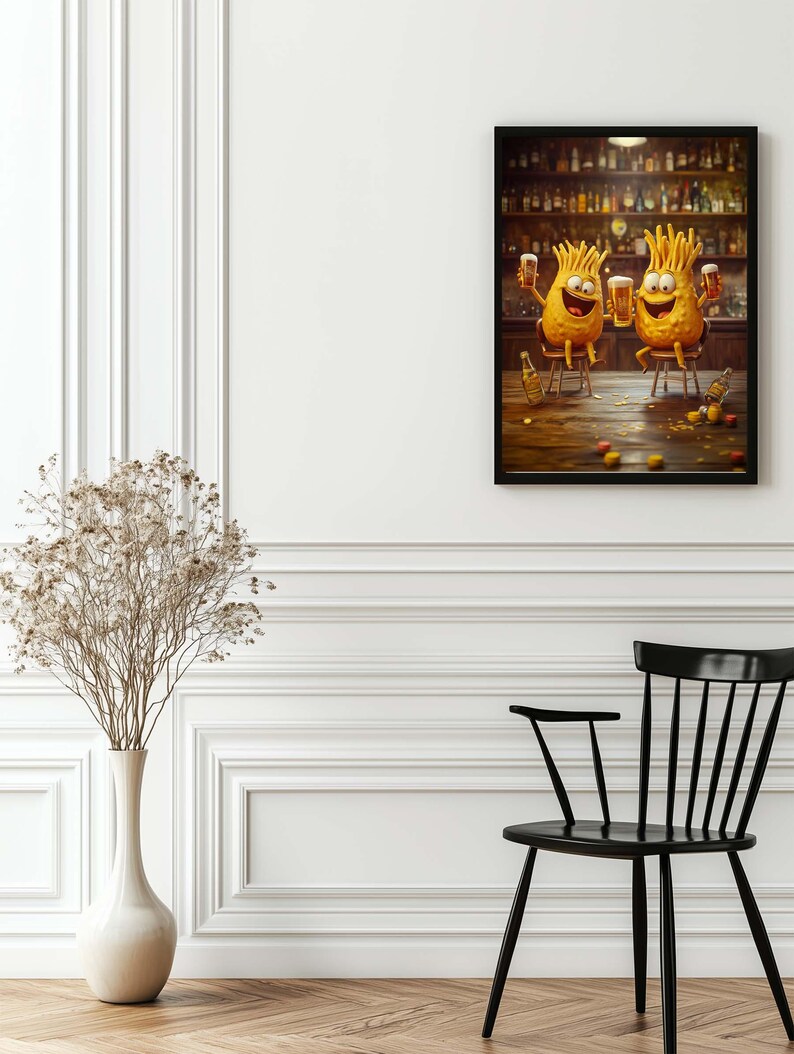 French Fries Are Drinking Beer, Beer Wall Art - Etsy