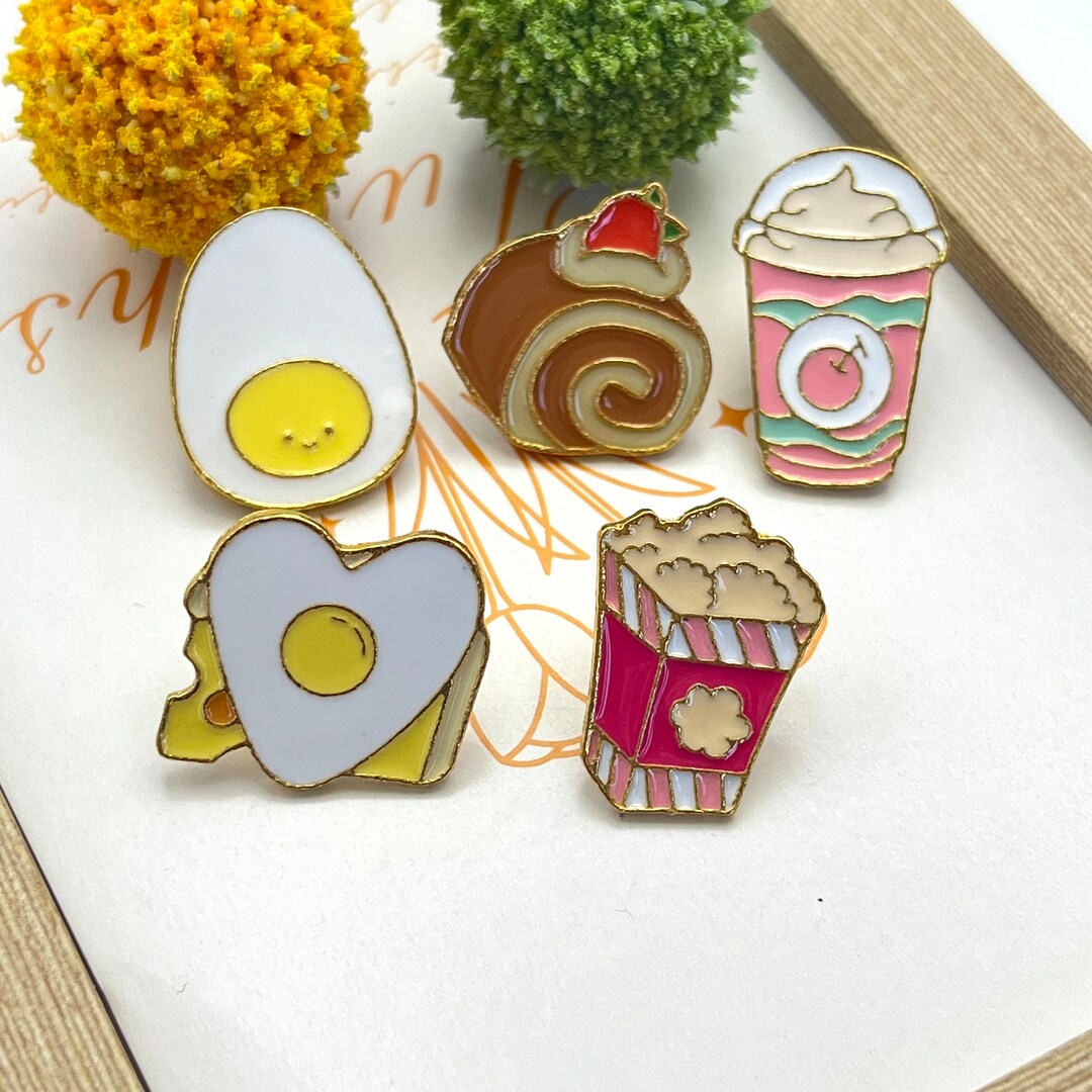 Milk Tea Pincartoon Food Pins Setchips Pincake Enamel - Etsy