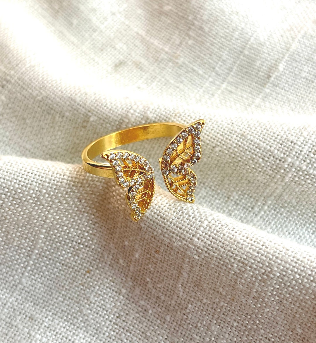 Gold Butterfly Ring, Dainty Butterfly Ring, Butterfly Ring With ...