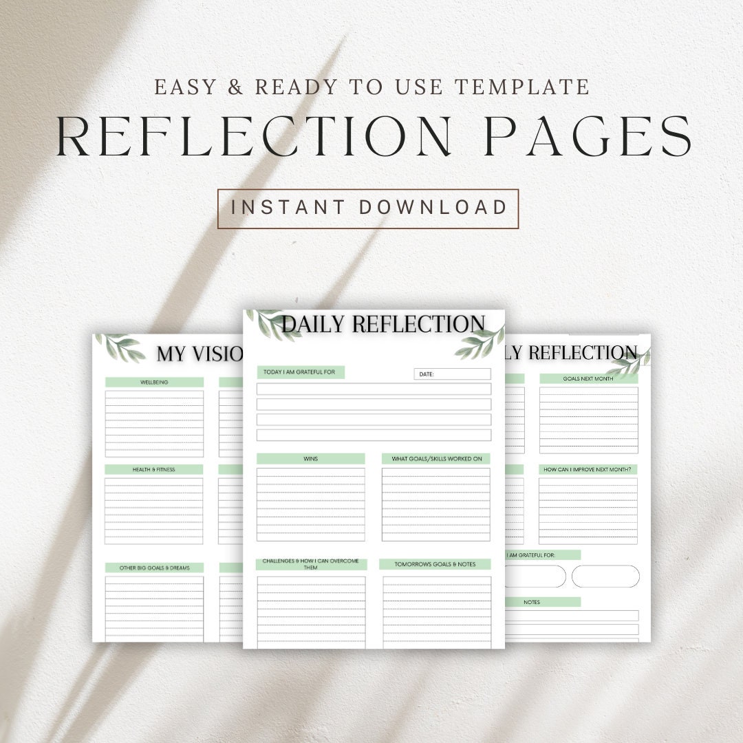 DAILY REFLECTION BUNDLE, Weekly Reflection, Printable Insert Template ...
