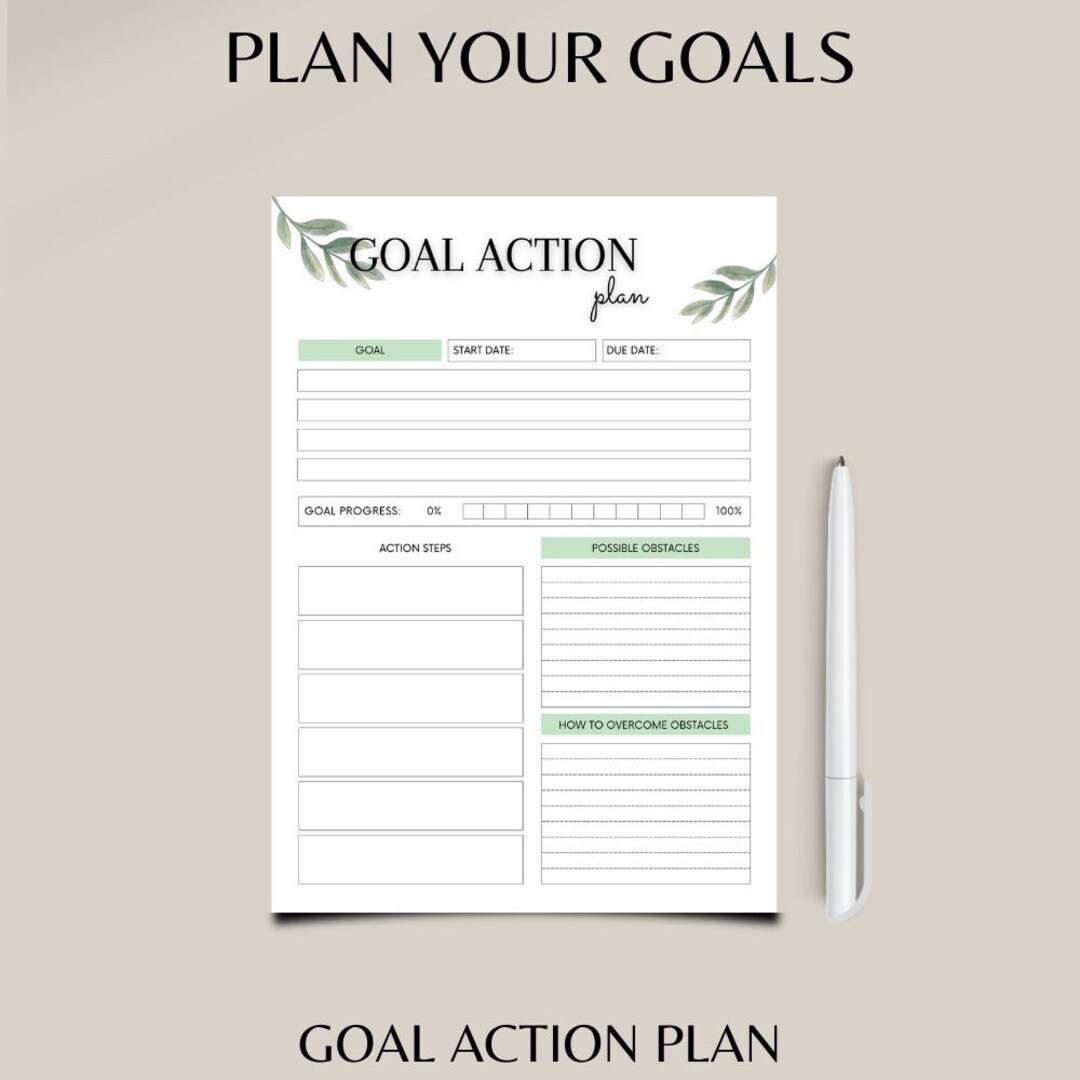 GOAL ACTION PLANNER, Goal Tracker, Goal Setter,goal Setting Worksheet ...