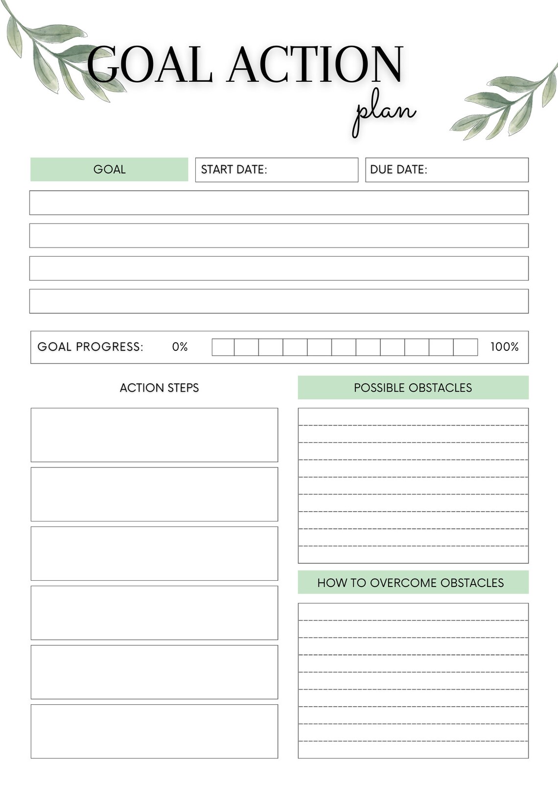 GOAL ACTION PLANNER, Goal Tracker, Goal Setter,goal Setting Worksheet ...