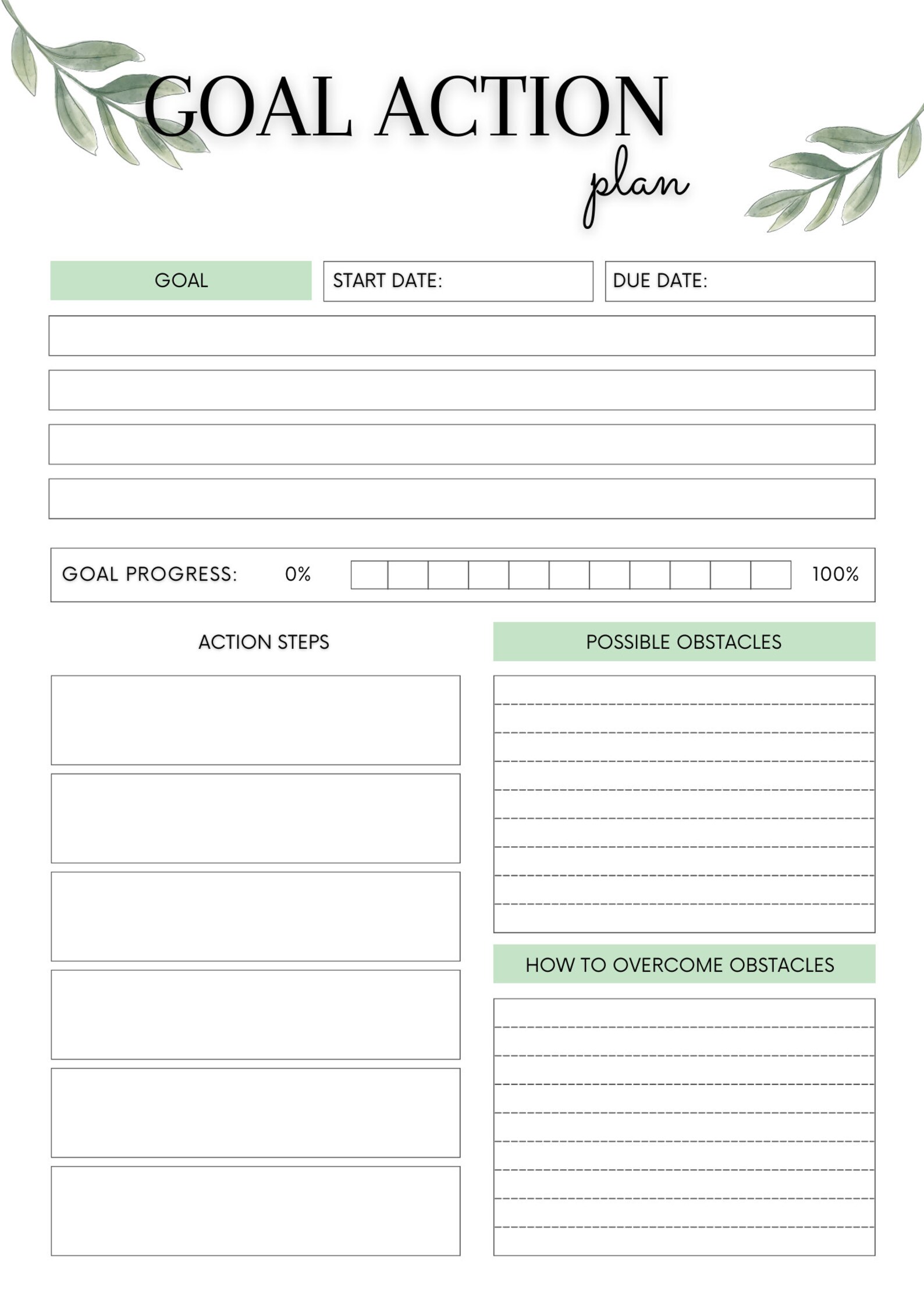 GOAL ACTION PLANNER, Goal Tracker, Goal Setter,goal Setting Worksheet ...