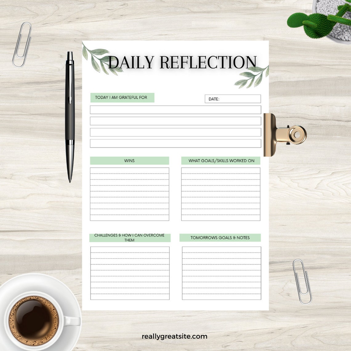 DAILY REFLECTION BUNDLE, Weekly Reflection, Printable Insert Template ...