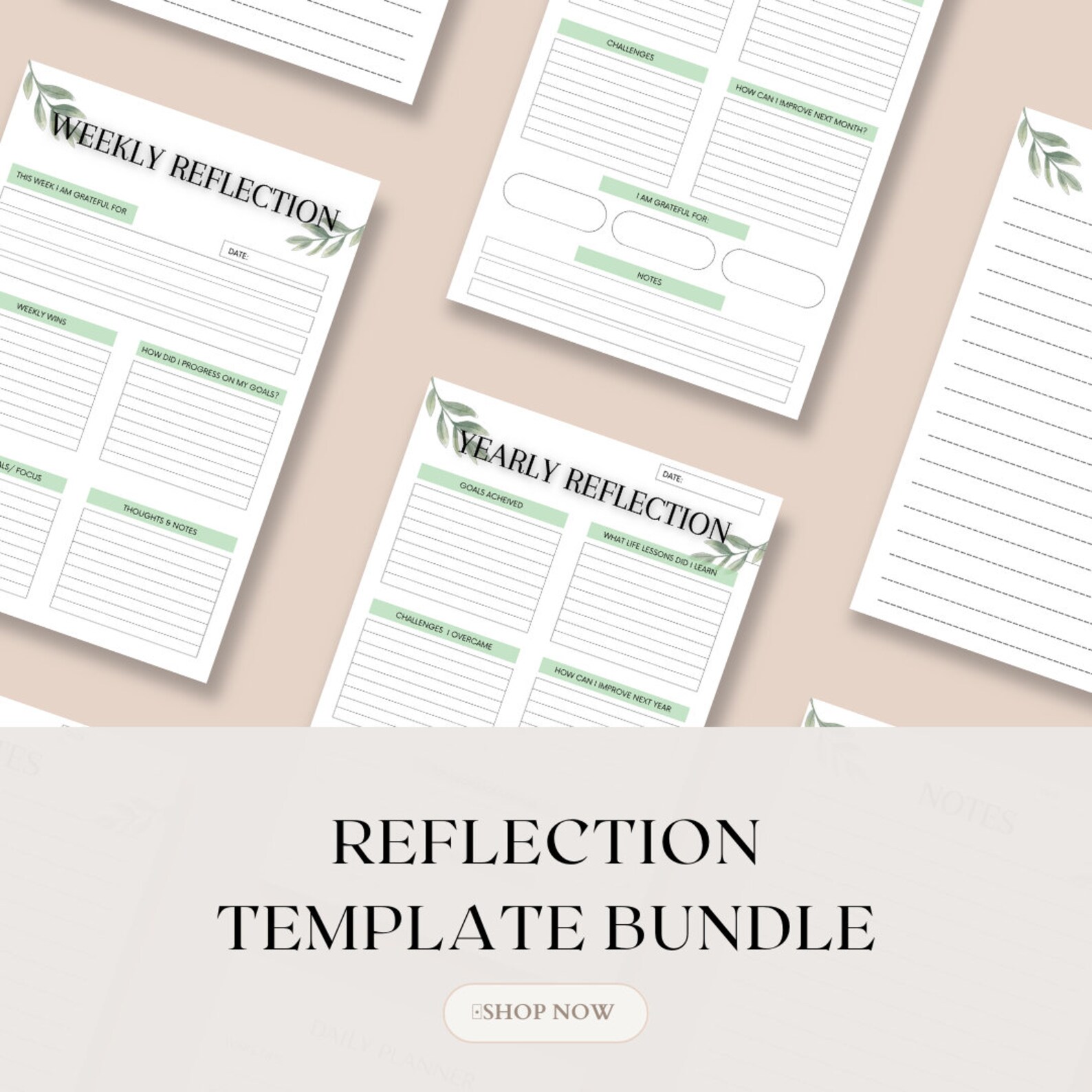 DAILY REFLECTION BUNDLE, Weekly Reflection, Printable Insert Template ...