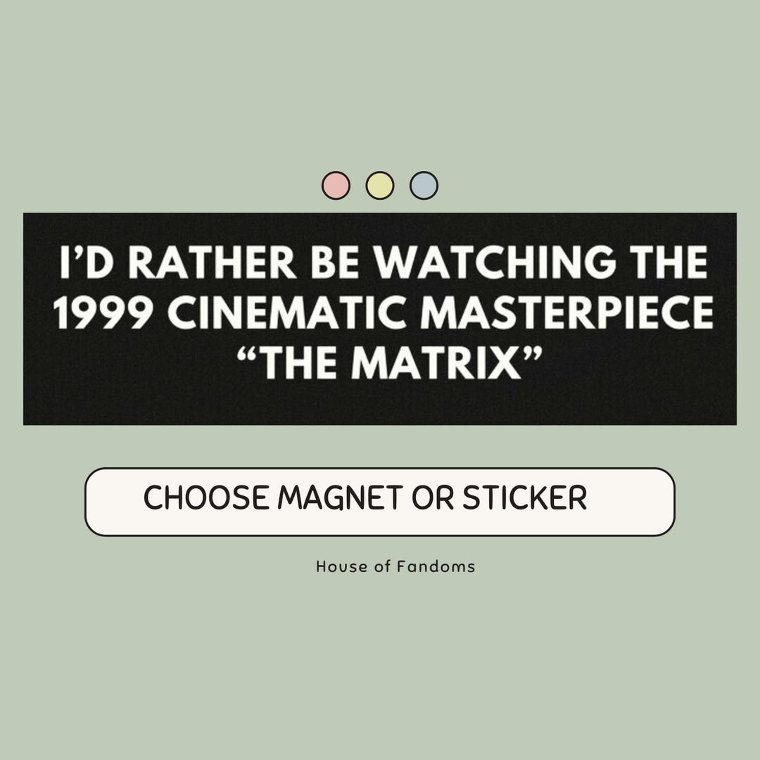 Matrix Movie Sticker, Car Magnet Funny, Car Bumper Sticker Magnet ...